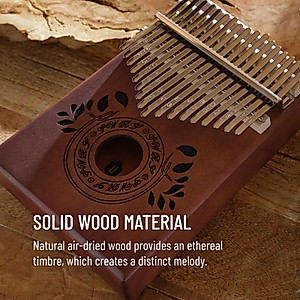 UNOKKI Kalimba 17 Key Thumb Piano with Ore Steel Tines, Includes Hard Case, Portable Mahogany Mbira with Instruction, Finger Covers & Tune Hammer, Gift for Kids, Adults, Men and Music Lovers (Cherry)