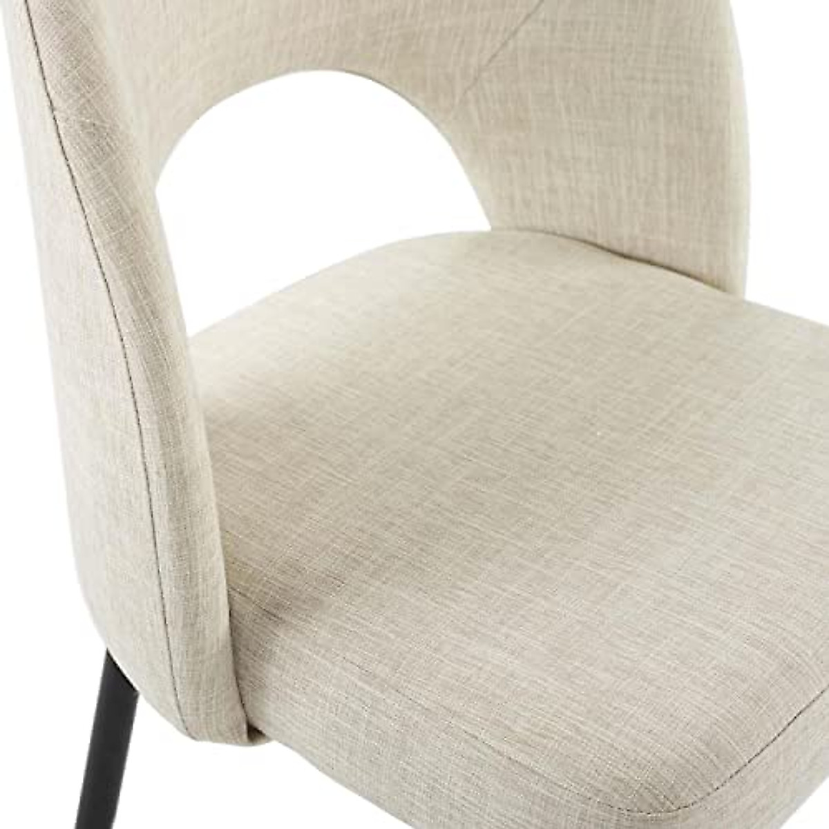 Modway Rouse Upholstered Fabric Dining Side Chair, Black Beige 23 x 19.5 x 33.5