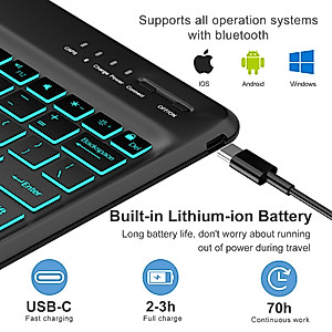 SENGBIRCH iPad Pro 12.9 Case with Keyboard 2nd Generation, for iPad Pro 12.9-inch - 2015 1st, 2017 2nd Generation, (Old Model: A1670/A1671/A1584/A1652), 7 Colors Backlit, with Pencil Holder, Black