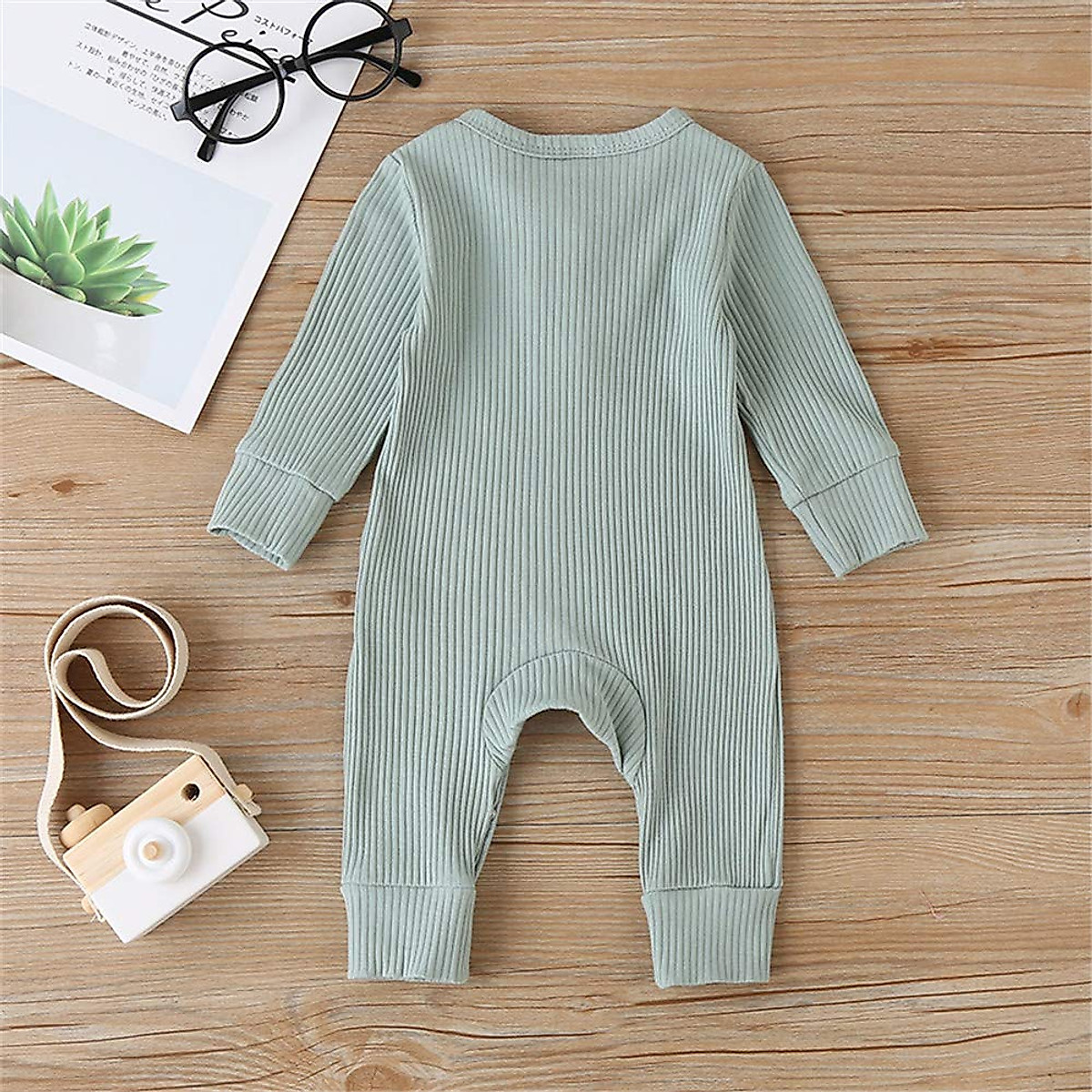 niceclould Newborn Baby Boy Girl Knitted Romper Jumpsuit Solid Long Sleeve Legging Bodysuit Playsuit Clothes Winter 0-18M (Light Green, 0-3 Months)
