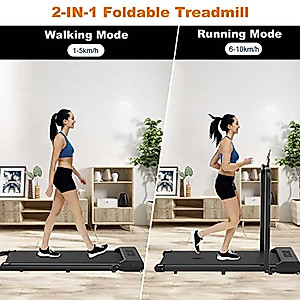Walking Pad Under Desk Treadmill - Gywowken 2 in 1 Foldable Treadmill Walking Pad for Home Office, 2.5HP Portable Desk Treadmills with Remote Control for Walking Jogging Running