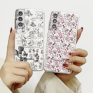 KeQili [2 Pack] for Galaxy Note 10 Plus Minnie Mickey Case,Cute Cartoon Sketching Graffiti Minnie Mouse Mickey Mouse TPU Women Girls Clear Phone Cover for Samsung Galaxy Note 10 Plus