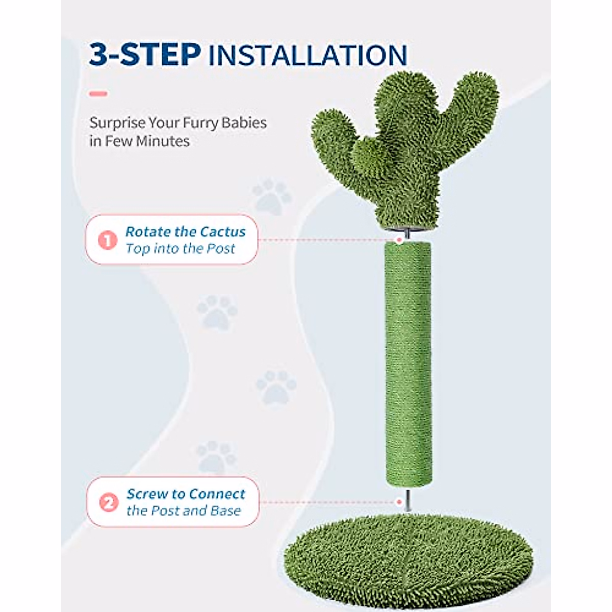 Made4Pets Cat Scratching Post, Cactus Cat Scratcher Kitten Scratching Post with Natural Sisal Rope for Indoor Cats Claw Scratcher, Vertical Green Cat Tree with Dangling Balls for Small Cats Kittens