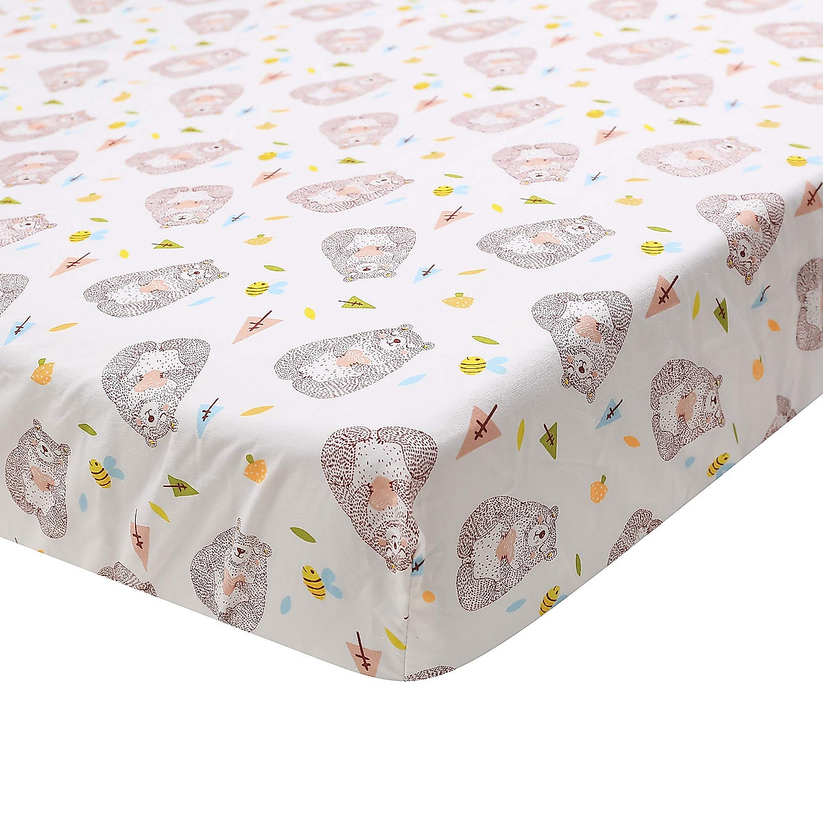 Brandream Bear Nursery Bedding Boys Woodland Animal Comforter Set Brown Baby Crib Sheet 3 Piece, Nursery Bedding Collection,100% Cotton