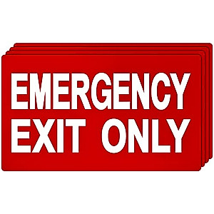 Emergency Exit Only Signs Stickers-Emergency Exit Only-Vinyl Door Sign Self Adhesive Stickers-12 x 7 Inches Emergency Exit Only Label Decal -Laminated for Ultimate UV-Resistant PVC - Weather&Scratch Resistant -Indoor & Outdoor Use-White Text on Red Base (