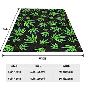 ubnlkto Cannabis Leaves Blanket for Man Fleece Flannel Blanket, Marijuana Weed Throw Blanket Throw Size, Cannabis Vibrant Green Plush Bed Blanket for Woman 60"x80"