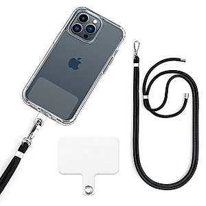 Black Universal Cell Phone Lanyard with Adjustable Strap - Phone Necklace Comfortably Around The Neck, Compatible with All Smartphones - Multipurpose Design, Ideal for Badges and Keys
