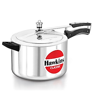 Hawkins Classic CL8W 8 L Aluminum Pressure Cooker, Medium, Silver, 8-Liter Wide Body