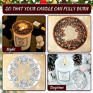 Moxweyeni 2 Pieces Candle Toppers to Burn Evenly Scented Jar Candles Cover 2.85 Inch Leaf Pine Candle Topper Lids Jar Candle Accessories Sleeves Gifts for Christmas Candles Party Favor(Chic Style)