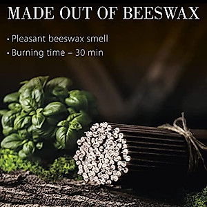 Danilovo Pure Beeswax Candles - No-Drip, Smoke-Less, Tall, Thin Taper Candles – Decorative Candles for Church Prayer, Decor or Birthday Candles – Honey Scented Candles – 6.3”x0.2” (Black,50pcs)