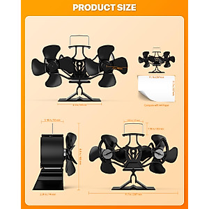 HIDALIFE Wood Stove Fan Heat Powered, Fireplace 8 Blades Fan,Dual Motor Tent Heater and Portable Stove Fan,Thermal Eco Fan for Gas Wood Burner Stove Accessories