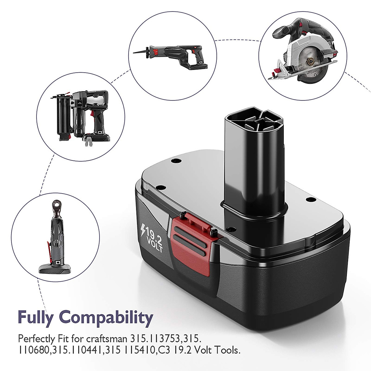 2 Pack Upgraded 3.7Ah Battery Replacement for Craftsman DieHard C3 Cordless Tool Battery 130279005 130279003 130279017 315.113753 315.114850 315.114852 315.11485 315.115410 1323903 1323517 11375 11376