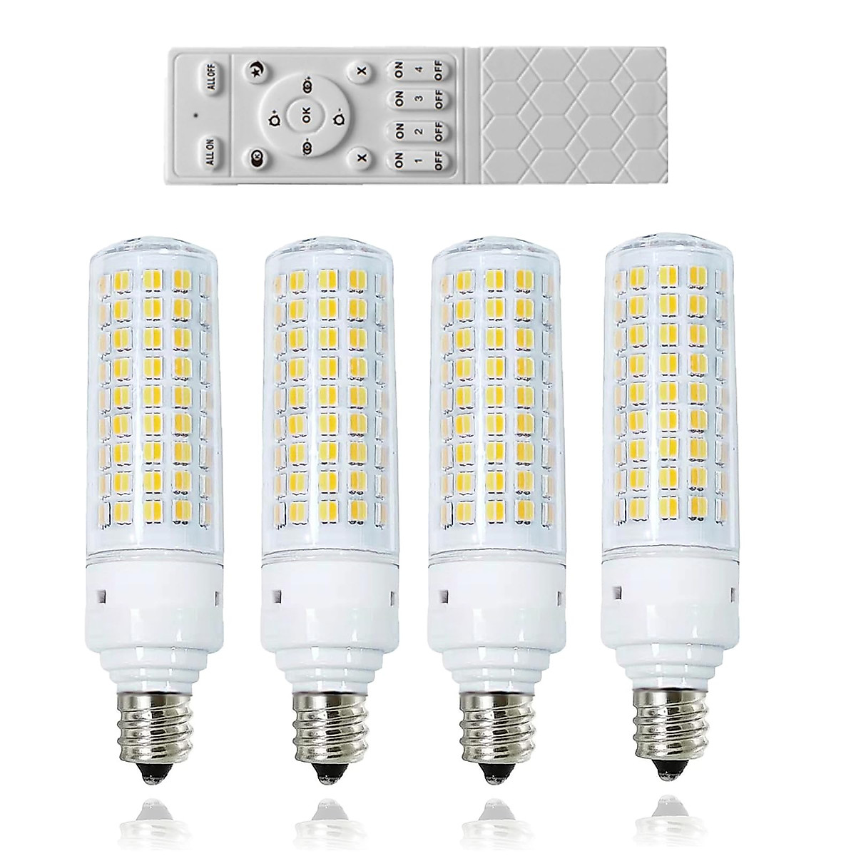 ZSCBBKJ E12 Smart Bulbs Dimmable, 7W E12 LED Bulbs with 2.4GHz Remote Control (No Battery), Stepless Dimming (2700K~6500K) & Color Changing (Warm~White) Bulbs (Pack of 4)