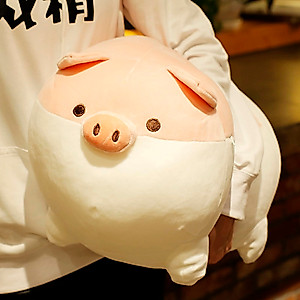 Levenkeness Soft Fat Pig Plush Hugging Pillow,Cute Piggy Stuffed Animal Doll Toy Gifts for Bedding, Kids Birthday, Valentine, Christmas (Pink, 19.7")