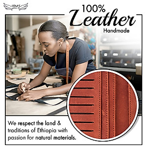 ORNA'S LEATHER ART GOLDFINCH COGNAC WALLET: Women’s Brown Billfold, Stylish, Handcrafted, Real Cowhide, Spacious, 18 Card Holders, 6 Money Pockets,