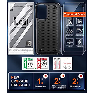 LeYi for Samsung Galaxy-A03S Phone Case: Samsung AO3S Phone Case with [2 Pack] Tempered Glass Screen Protectors, Dual Layer Hard PC Textured Back Soft Bumper Case for Samsung A03S (Not Fit A03), Black