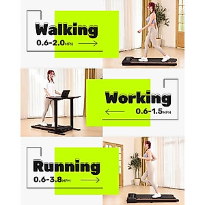 AIRHOT Walking Pad Treadmill, 2.5HP Under Desk Treadmill with Remote Control & LED Display, Quiet Desk Treadmill for Compact Space, Portable Treadmill for Home Office Use, Black