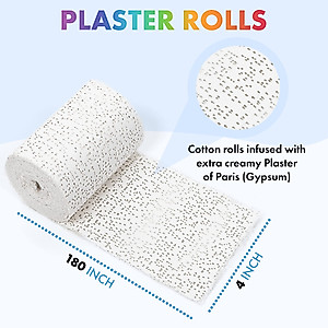 12pc Plaster of Paris Rolls - Fast Setting Gauze for Mache, Belly Casting, & Sculptures | Art and Craft Bandages, Wraps, Masks