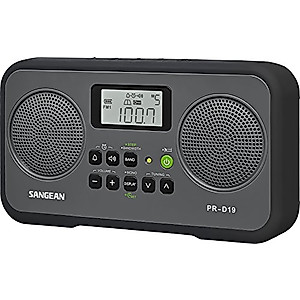Sangean PR-D19BK FM Stereo/AM Digital Tuning Portable Radio with Protective Bumper (Gray/Black)