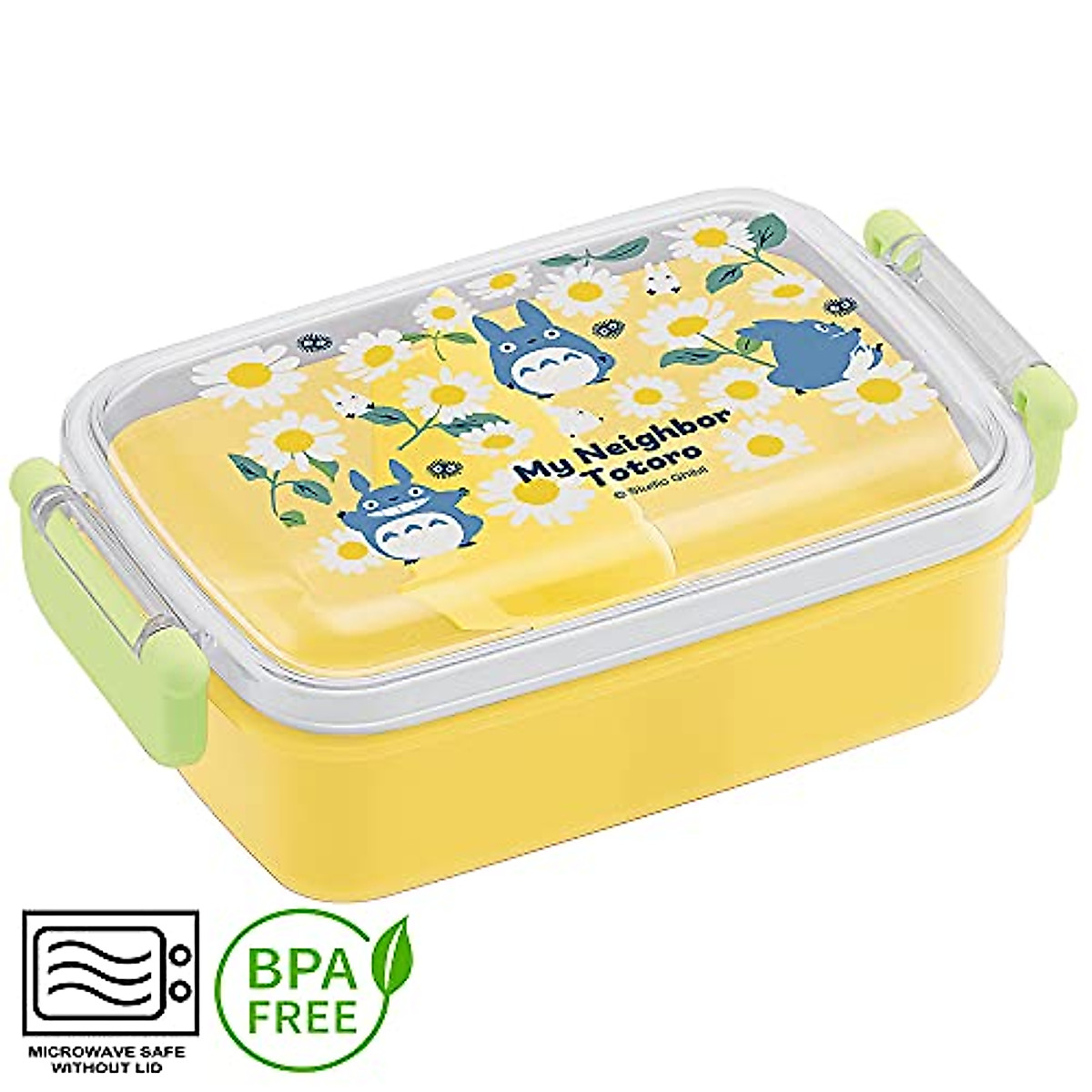 My Neighbor Totoro Bento Lunch Box (15oz) - Cute Lunch Carrier with Secure 2-Point Locking Lid - Authentic Japanese Design - Durable, Microwave and Dishwasher Safe - Daisies