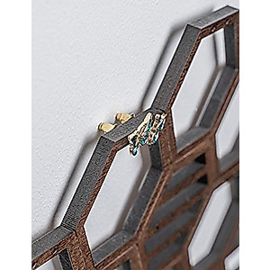 Heesch Hanging Earring Holder Honeycomb Earring Organizer Wall Mount Earring Display Wood Hanging Jewelry Organizer for Stud Earrings, Necklaces (Walnut)