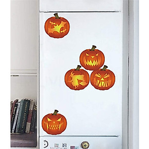 TOARTi Halloween Pumpkin Decal Set of 10, Creative Pumpkin Face Stickers for Home Decor, Halloween Party Theme Kitchen Wall Art Murals, Thanksgiving Party Decoration,Orange