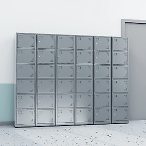 BYNSOE Metal Locker 2 Doors 71" Employees Locker Storage Cabinet Locker School Hospital Gym Locker Requires Assembly (Grey, 2 Doors)