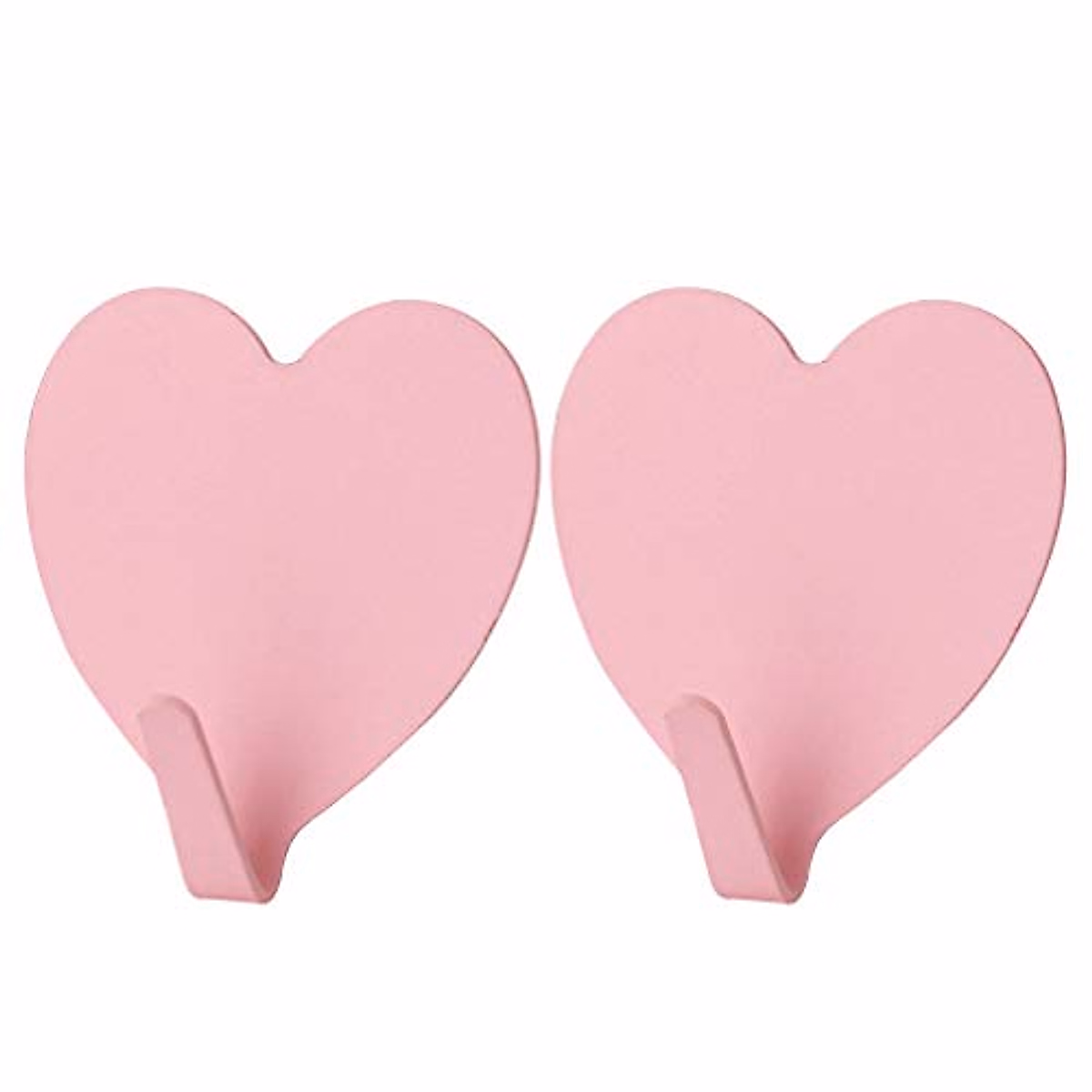 Hemoton 12 Pcs Iron Strong Heart Shaped Adhesive Hangers Wall Mounted Hooks Coat Hook Traceless Hanger for Bathroom Kitchen (Light Pink)