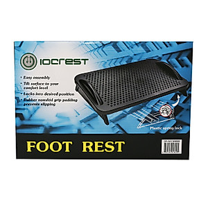 IO CREST Under Desk Ergonomic Foot Rest with 3 Angle Position - 30 Degree Tilt Angle Adjustment Non-Skid Massage Surface Texture, Black