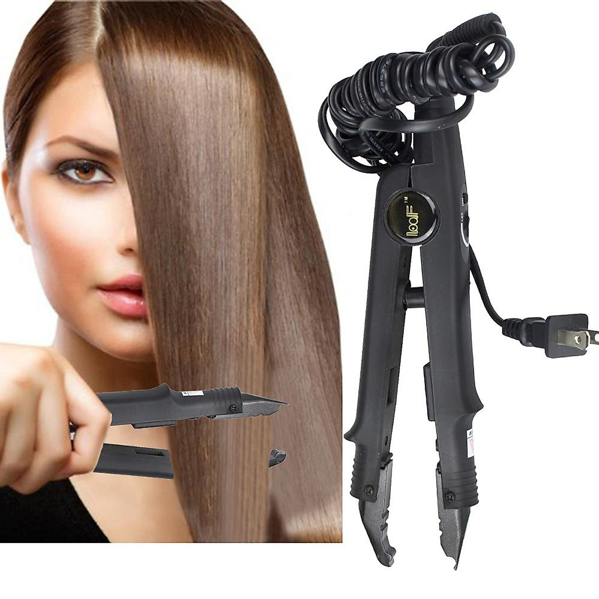 niceeshop(TM) US Plug Professional Hair Extensions Tool Fusion Heat Iron Connector Wand Melting Tool-Black