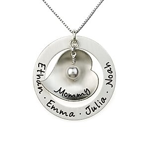 Big Hearted Personalized Sterling Silver Name Necklace. Customize with Names, Dates, Initials, or Endearing Words of your choice, such as Mama, Nana, Grandma,Mommy. Gifts for Her, Grandma, Mother