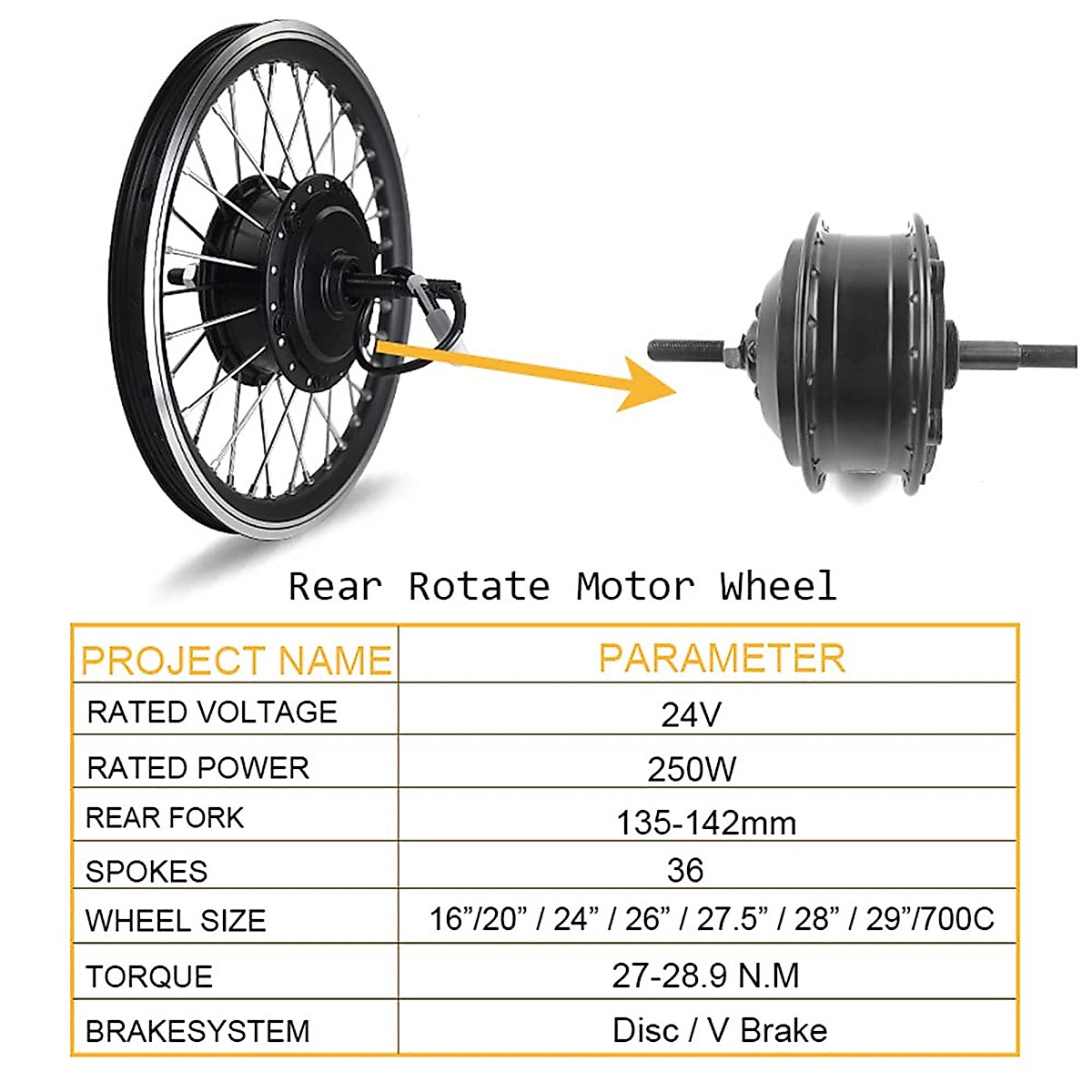 ZYXU 24V 250W Electric Bike Conversion Kit, Ebike Electric Bicycle 16" 20" 24" 26" 27.5" 28" 29" Ebike Electric Bicycle Conversion Kits KT-900S Display,Rear Drive Card Fly,16”