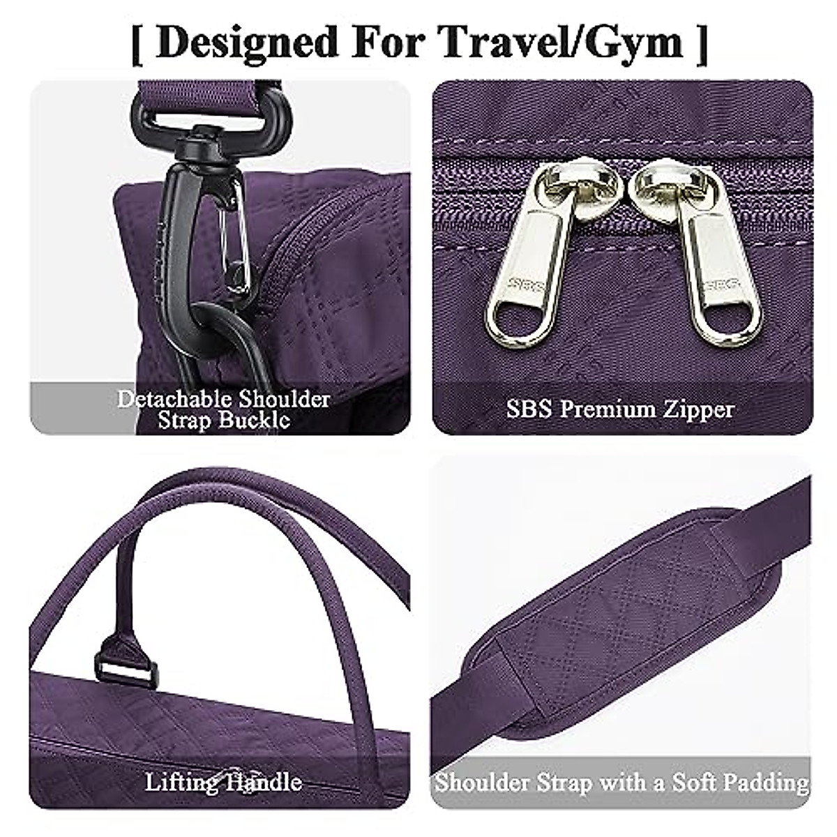 Travel Duffel Bag with Shoes Compartment, Weekender Overnight Bag for Women,Carry on Personal Item Bag,Gym Bag with Toiletry Bag