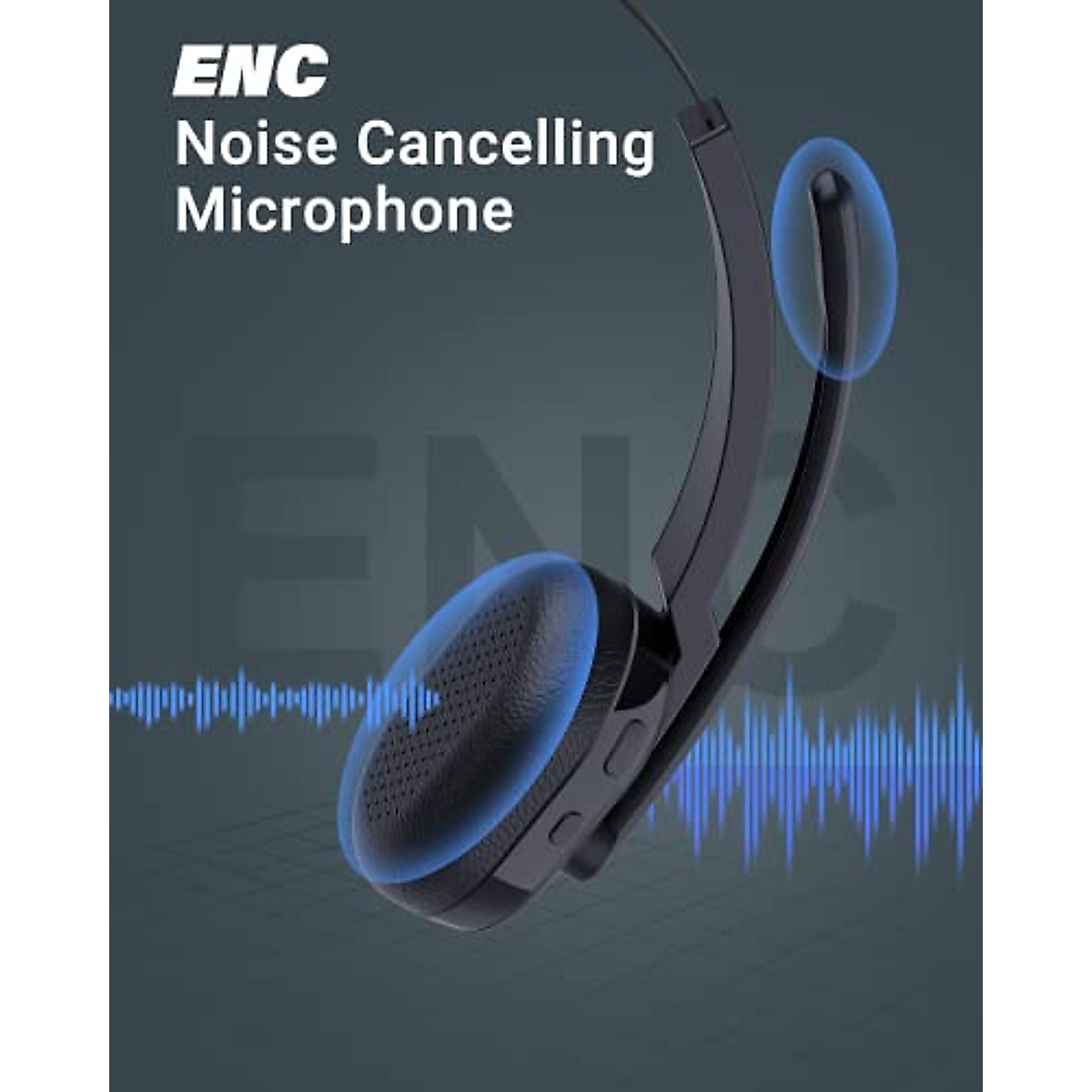 Bluetooth Headset with Microphone, HUAKUA AI Noise Cancelling Wireless Headset with Mute Button 50 Hrs Talk Time, on-Ear Headphones Trucker Headset for Computer PC Tablet Cell Phones Office Home Black