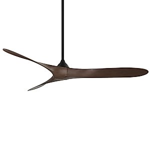 WAC Lighting Malibu Indoor and Outdoor 3-Blade Smart Ceiling Fan 70in Matte Black Dark Walnut with Remote Control works with Alexa and iOS or Android App