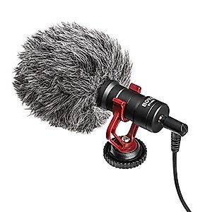 BOYA by-MM1 On-Camera Shotgun Microphone for iPhone, Android Smartphones, DSLR Cameras Camcorders - Battery-Free Camera Microphone Vlog Video Mic