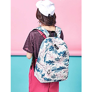 Mairle Lightweight School Bag Travel Backpack with Laptop Compartment For Teen Girls , Flowers and Leaves