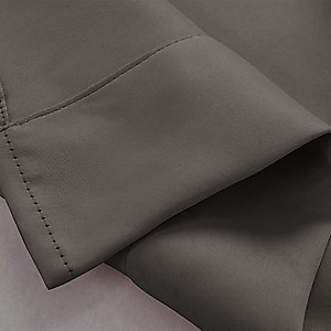 Blackout Room Darkening Valances for Windows Dark Gray Window Treatments Rod Pocket Valance Curtains Thermal Insulated Kitchen Cafe Drapes and Curtains for Bedroom Nursery Living Room, 52 x 18 Inch