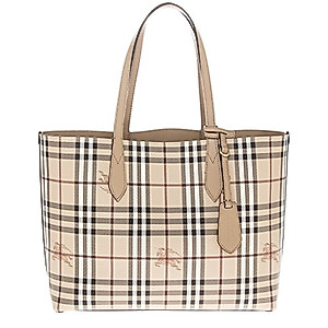 Burberry Women's Medium Reversible Handbag in Haymarket Check Camel
