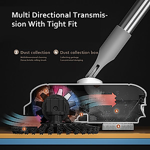 Floor Sweeper, 2-in-1 360° Rotating Hand Push Sweeper, High Efficient Carpet Sweeper with Long Handle, Hanging Manual Vacuum Sweeper for Home Office, Push Sweeper