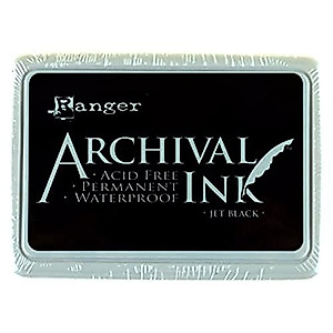 Ranger Archival Ink Pad, Jet Black – Permanent, Waterproof, Acid-Free, Non-Toxic – Won’t Bleed or Smudge – Provides Vivid and Crisp Stamping Results – Air Dry on Matte and Heat Set on Glossy Surfaces