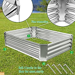 Gocamptoo Galvanized Raised Garden Bed Kit,Small Reinforced Metal Raised Boxes with Baking Varnish,Heavy Duty Planter Box Bed for Growing Flowers, Vegetables (4 x 3 Ft)