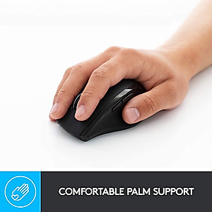 Logitech M705 Wireless Marathon Mouse for PC - Long 3 Year Battery Life, Ergonomic Shape with Hyper-Fast Scrolling and USB Unifying Receiver for Computer and Laptop - Black (Renewed)