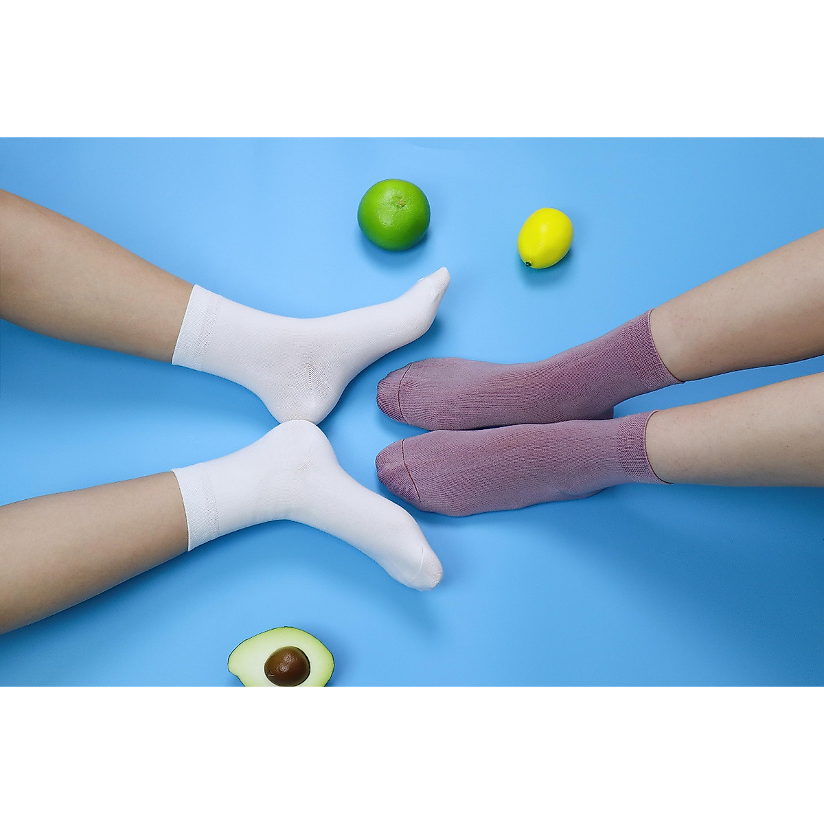 SERISIMPLE Women Thin Bamboo Socks Crew Lightweight Above Ankle Casual Dress Sock For Ladies Bootie Trouser 5 Pairs (Assorted5, Medium)