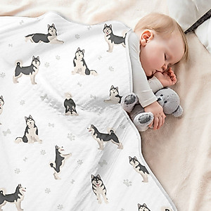 Ollabaky Malamute Dogs Baby Blanket for Boys Girls Cotton Throw Blanket Swaddle Blanket for Crib Stroller Nursery Receiving Blanket Infant Toddler Unisex 30"x40"