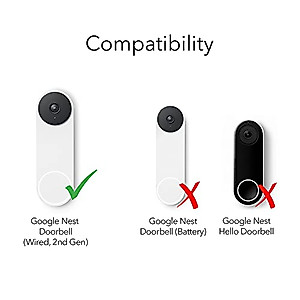 Wasserstein Horizontal Adjustable Mount for Google Nest Doorbell (wired, 2nd gen) - Made for Google Nest