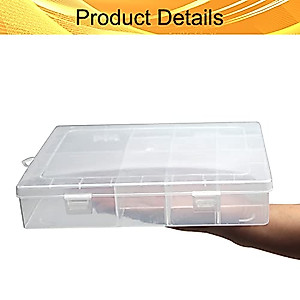 Juvielich Clear Plastic Organizer Box,14 Grids Storage Container Jewelry Box with Adjustable Dividers,for Beads Art DIY Crafts Jewelry Fishing Tackles 8.27"x6.69"x1.57"(LxWxH) 1PCS