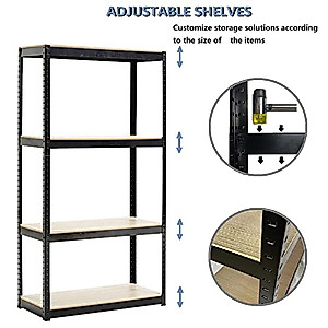 Storage Shelves - 4 Tier Adjustable Garage Storage Shelving, Heavy Duty Metal Storage Utility Rack Shelf Unit for Warehouse Pantry Closet Kitchen, 23.6" x 15.7" x 47.2", White