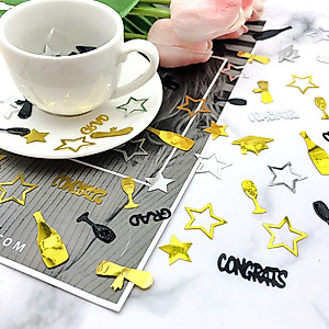 Werich Graduation Confetti 2024 | Glitter Confetti Sprinkles for Party Table Scatters Decoration | Graduation Party Decoration for Home, College, Senior, High School Prom | Metallic Foil