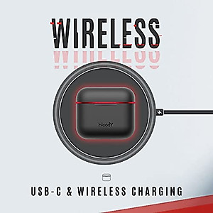 Bloody M90 TWS Active Noise Cancelling Bluetooth Gaming Earbuds, Hybrid Carbon Diaphragm, Bass Music & Low Latency Gaming Mode, Dual ENC Microphone, IPX4 Rate, with Wireless Charging Case